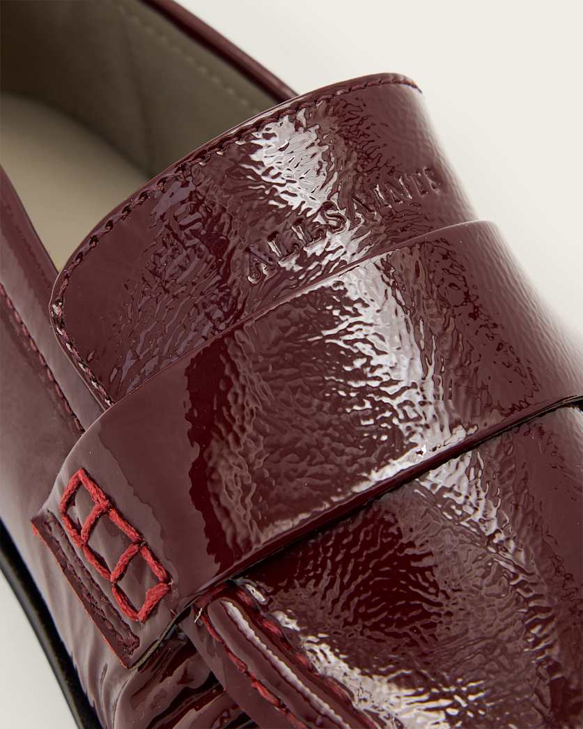 Julie Studded Leather Loafers BORDEAUX RED | ALLSAINTS FR